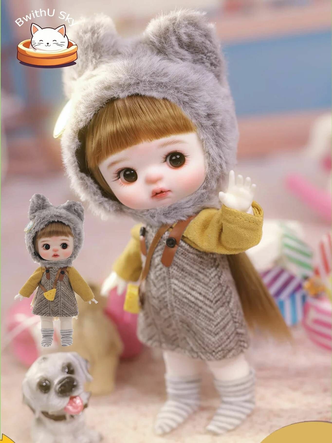 BwithU Кукла из рождественской коллекции Llipika 1/8 Mini Fat Cute Warm Baby Style Collection