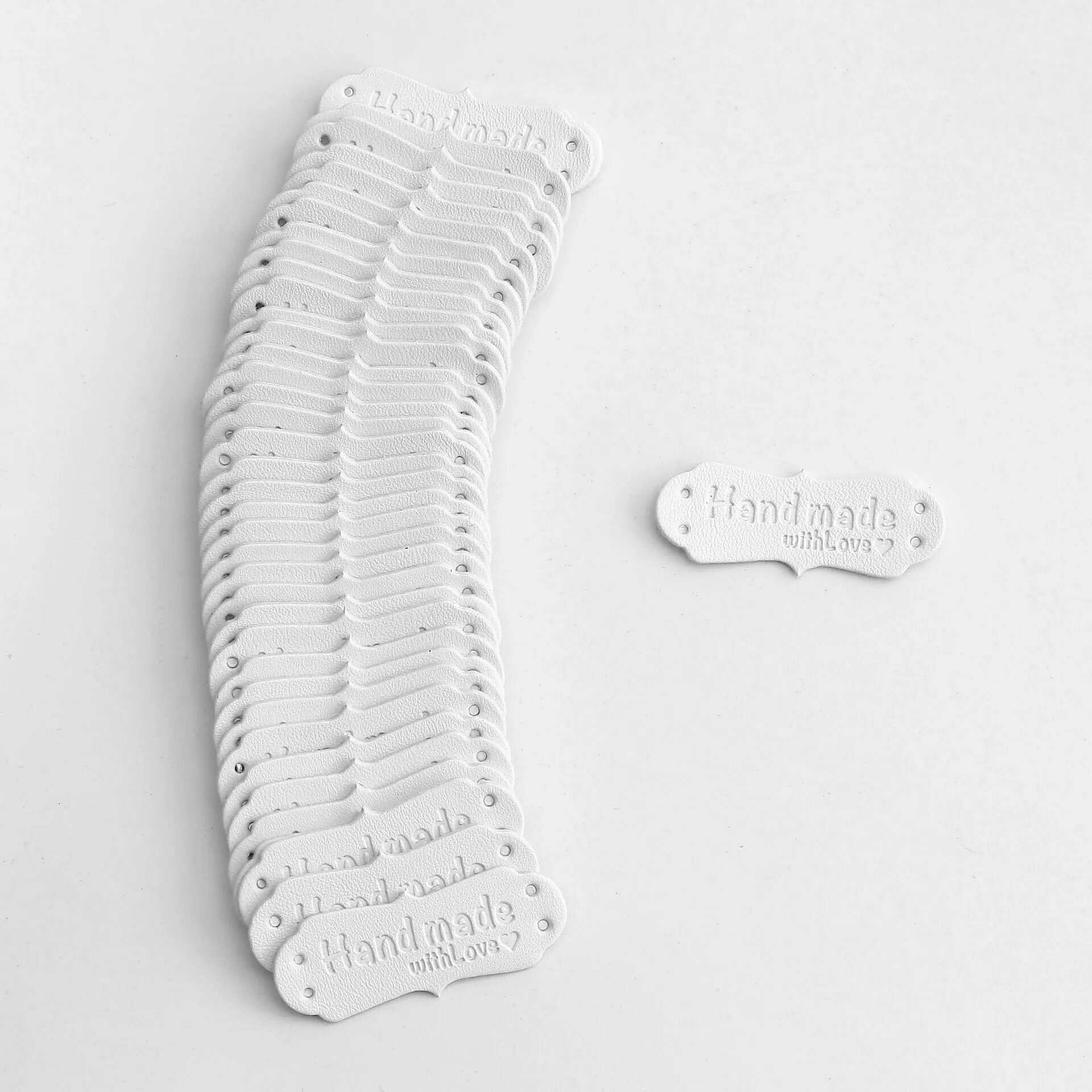 Этикетки из искусственной кожи 20 шт. Белый, 4x1.5cm