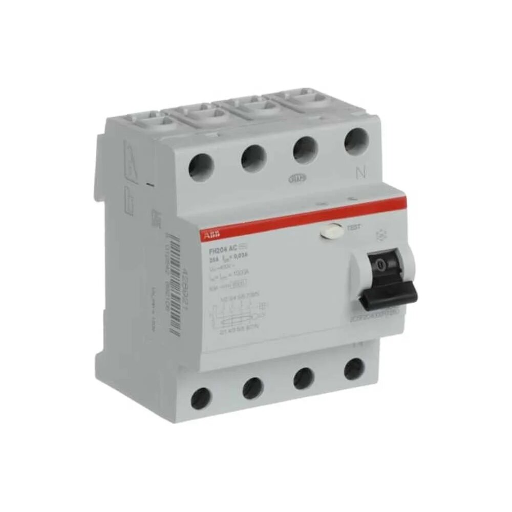 Выключатель дифференциального тока 4 модуля ABB FH204 AC-25/0,03 2CSF204002R1250 модульный защита IP2X DIN‑рейка