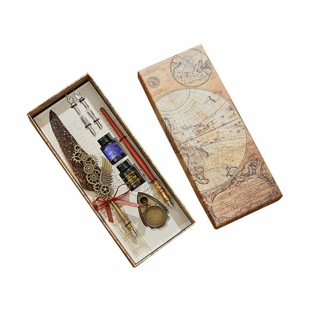 Набор перьевых ручек с натуральным пером для каллиграфии