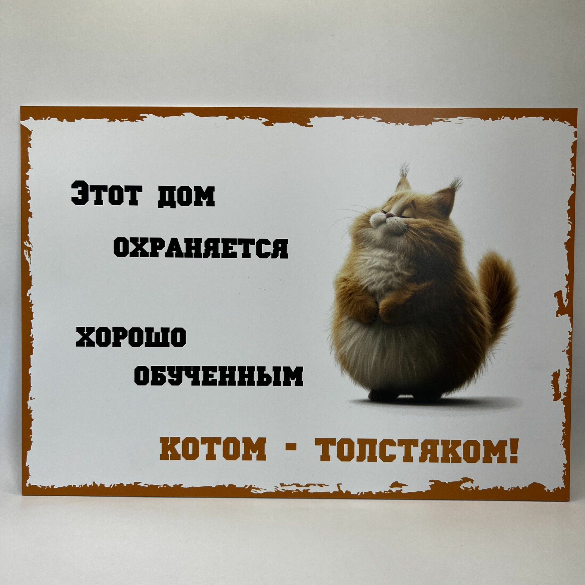 Табличка прикол. Этот дом охраняется котом толстяком