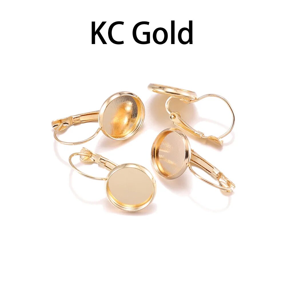 Заключения для сережек St.kunkka, круглые кабошоны, металл, 8-25 мм 10mm x 10pcs, KC Gold