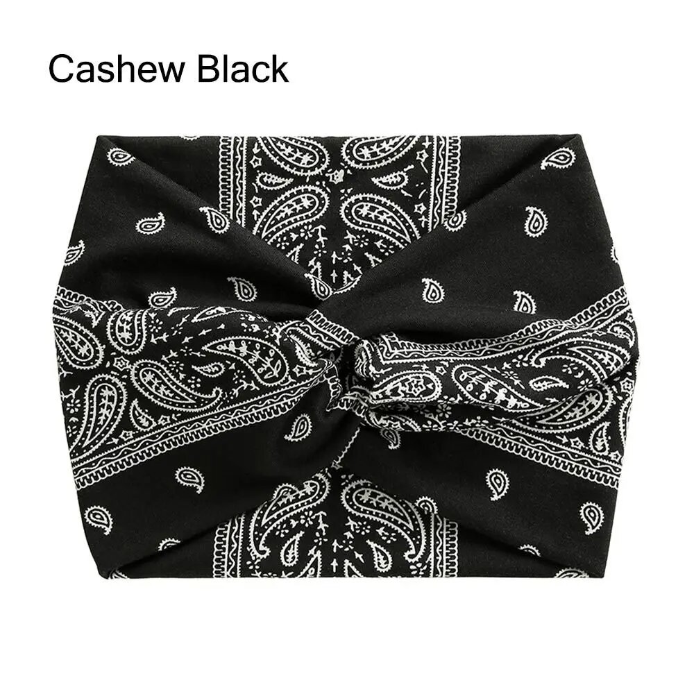 Широкая повязка на голову Boho из нейлона Черный, Cashew Black
