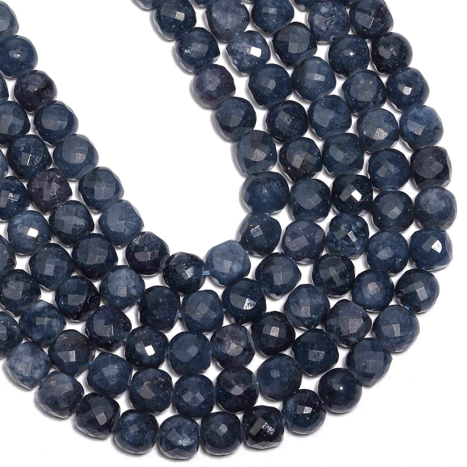 Кубические бусины Куою 7 мм аквамарин гранат турмалин Темно-синий, Sapphires jade
