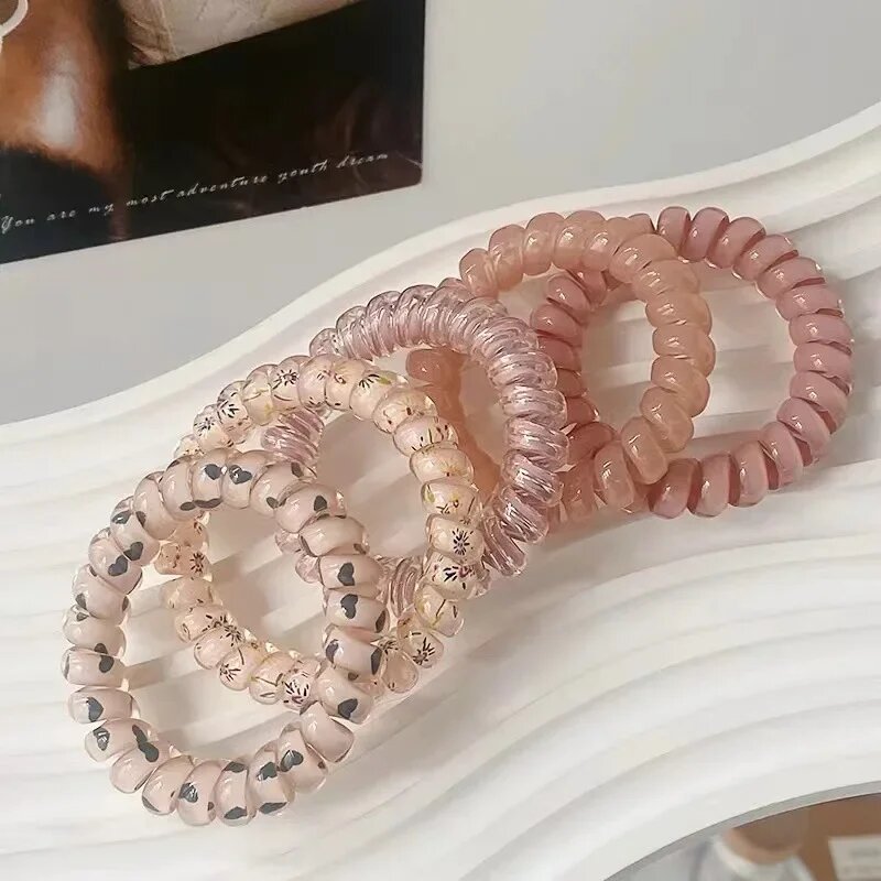 Градиентные спиральные резинки для волос 5 шт. Розовый, Pink