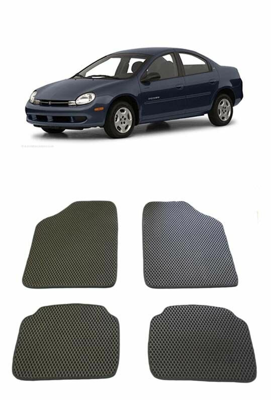 Ева коврики Dodge Neon 1999 - 2003/ Ева ЭВА сота/ цвет Черный c синей окантовкой / EVA Smart / коврики в салон автомобиля Додж