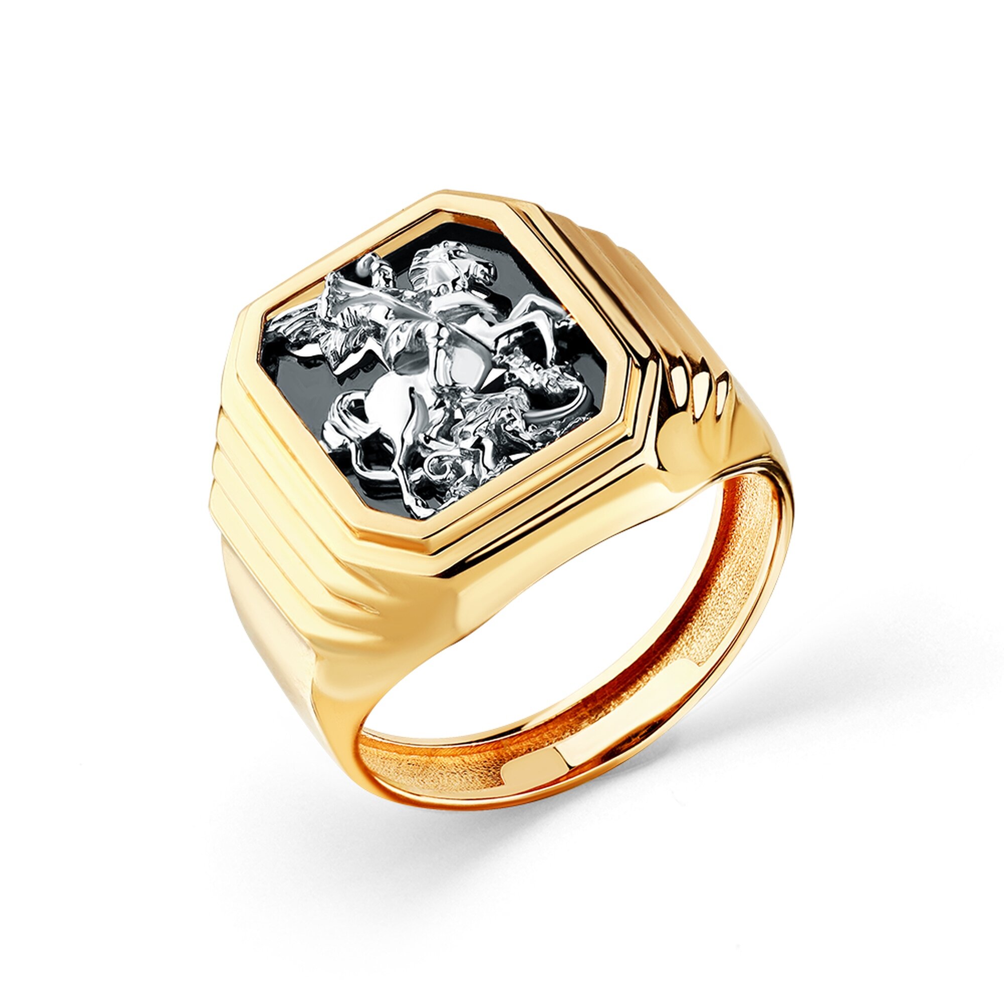 Печатка, комбинированное золото, 585 проба