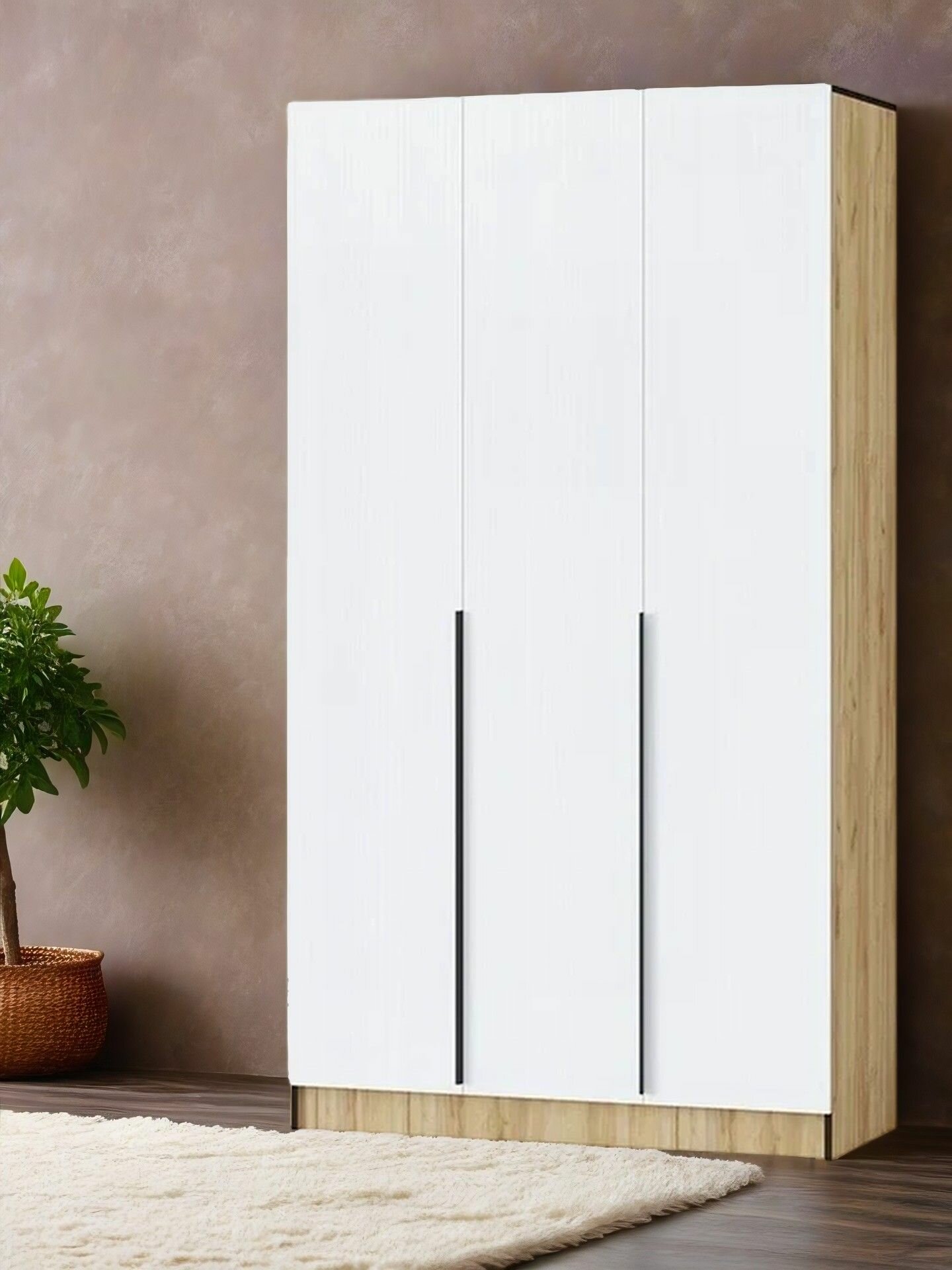 Шкаф распашной с ящиками Авангард 120 см дуб крафт золотой/белый древесный