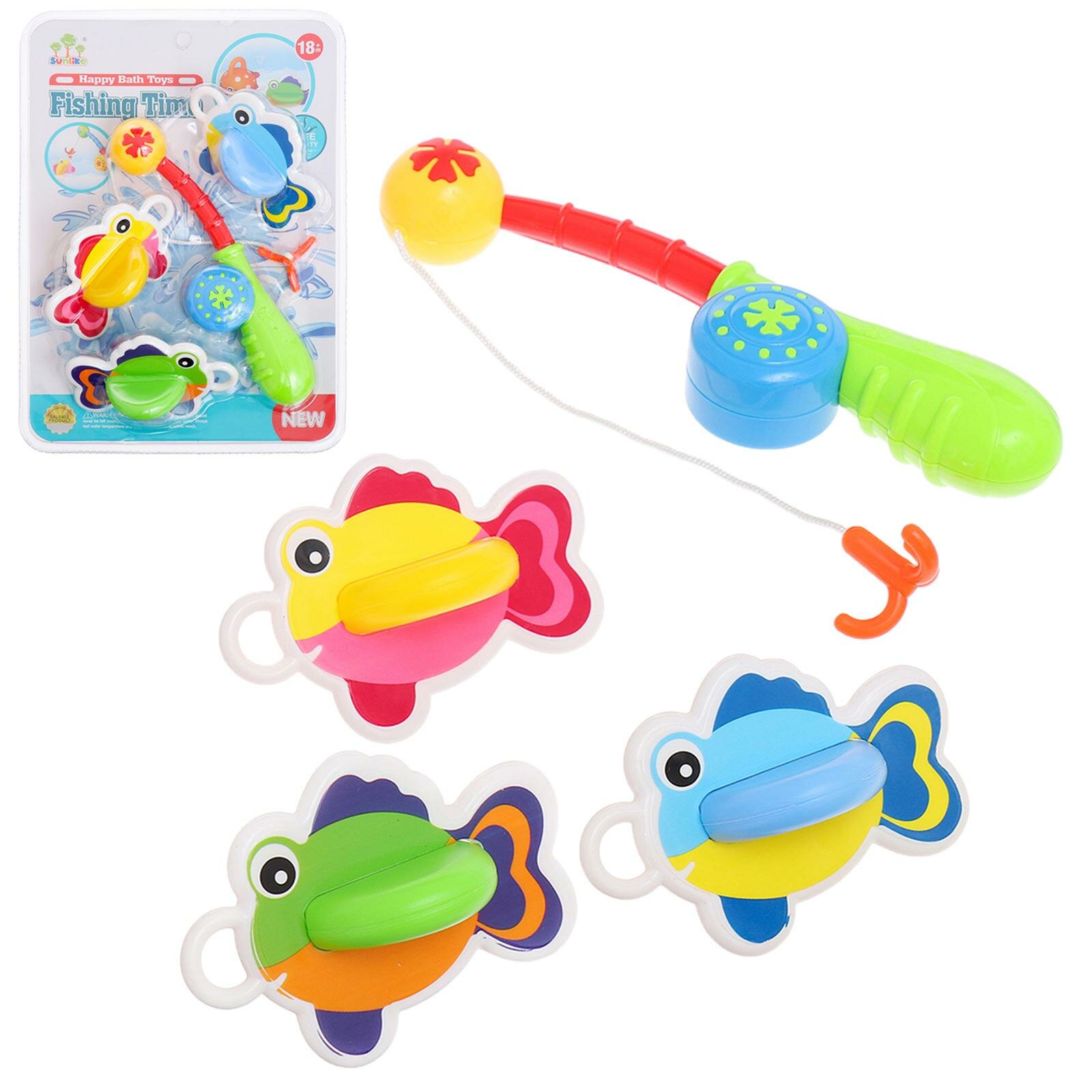 Рыбалка ЛАС играс "Цветная волна", пластик, набор: удочка, 3 рыбки, от 18 мес.