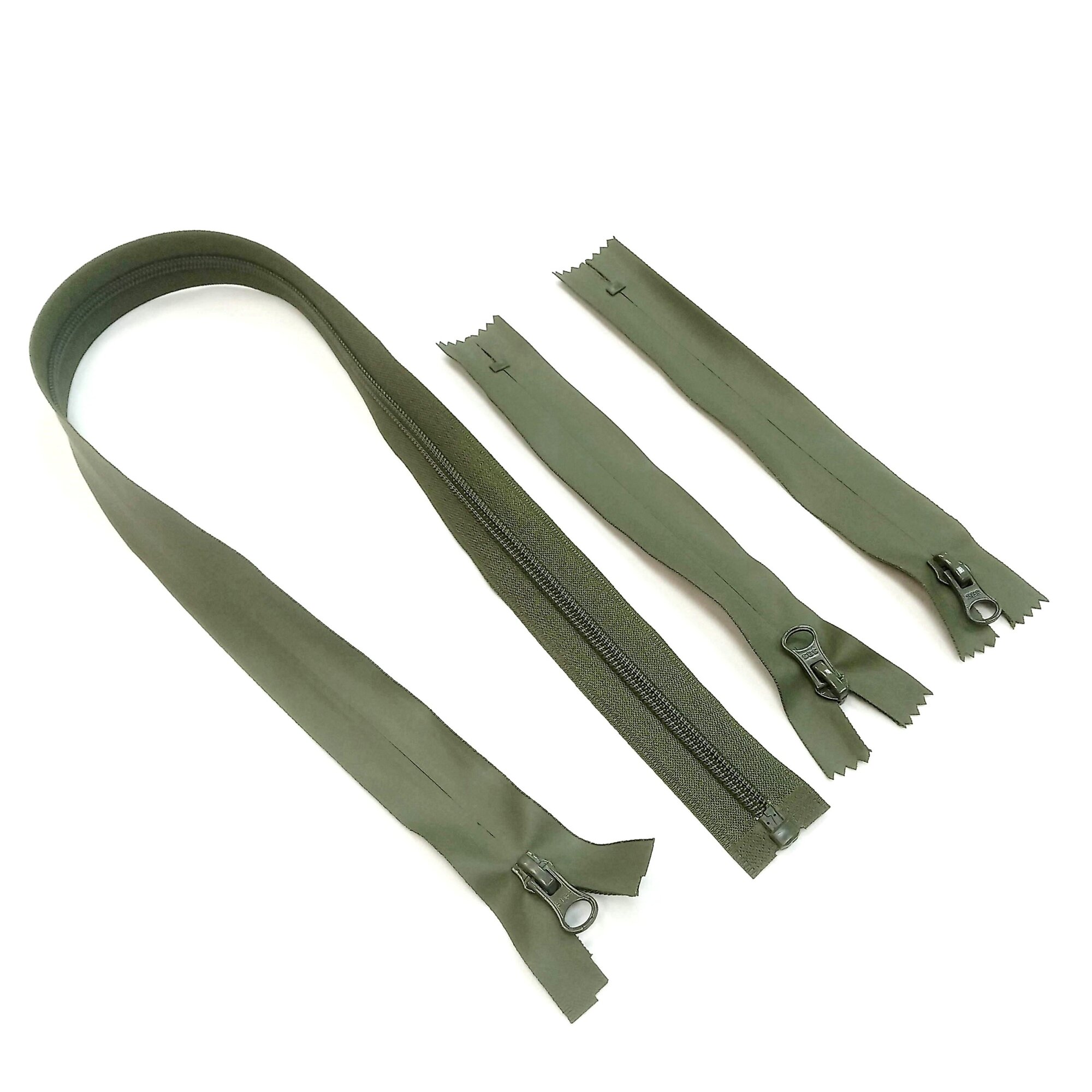 Комплект водонепроницаемых молний 1 шт. 70 и 2 шт. 18 см. цвета хаки, спираль