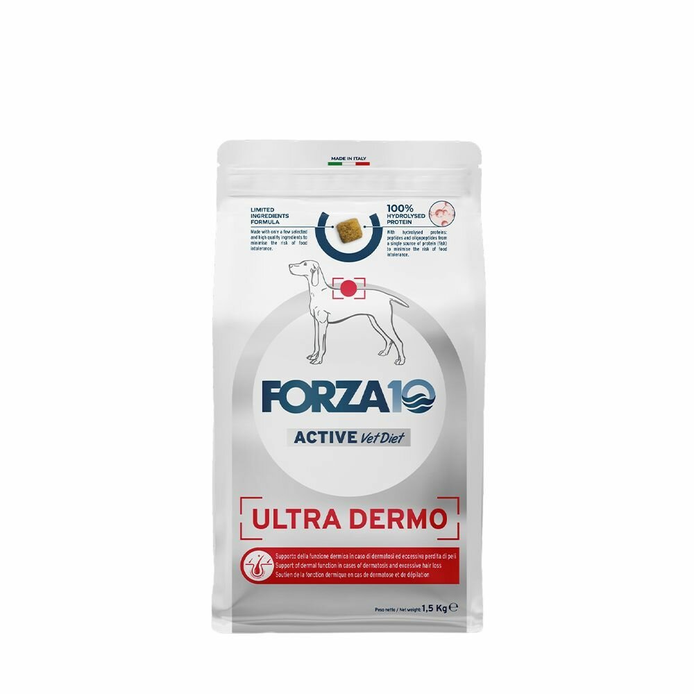 Сухой корм Forza10 Active Vet Diet Ultra Dermo сухой корм для собак всех пород с патологиями кожного покрова, 1,5 кг
