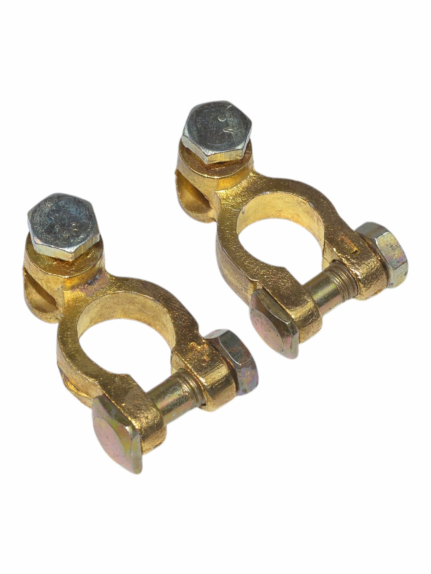 Клеммы для АКБ комплект 2 шт, латунь с покрытием, под болт и гайка для проводов до 50 мм.