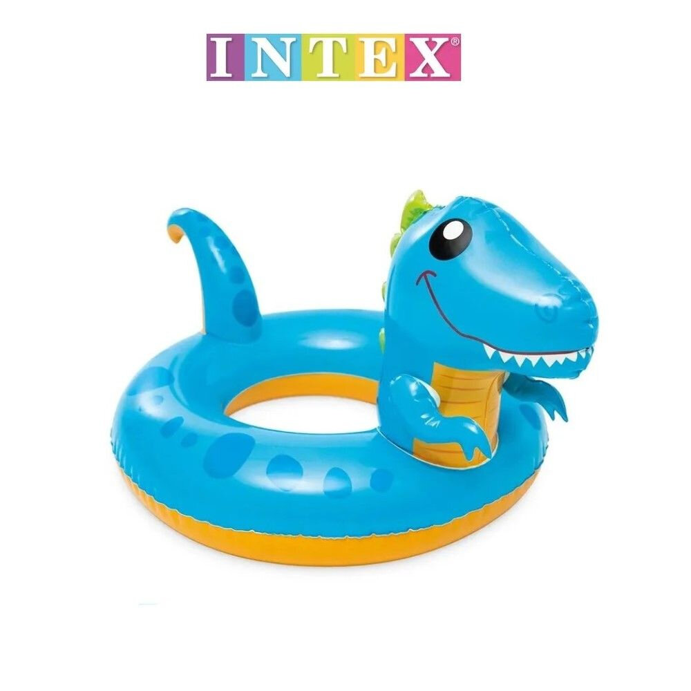 59221 Intex надувной круг животные динозавр, 3-6 лет, 81-58 см.