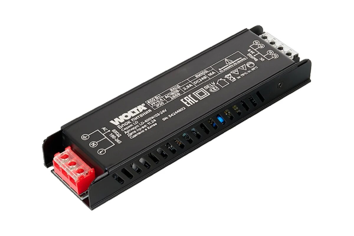 Wolta Блок питания от сети 184-265В, мощностью 400Вт с выходным напряжением на 24В, IP20, артикул LD-400W/03-24V