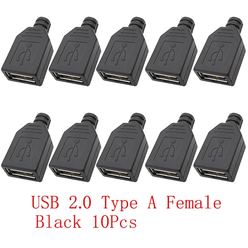 10шт USB 2.0 Type A Female Black