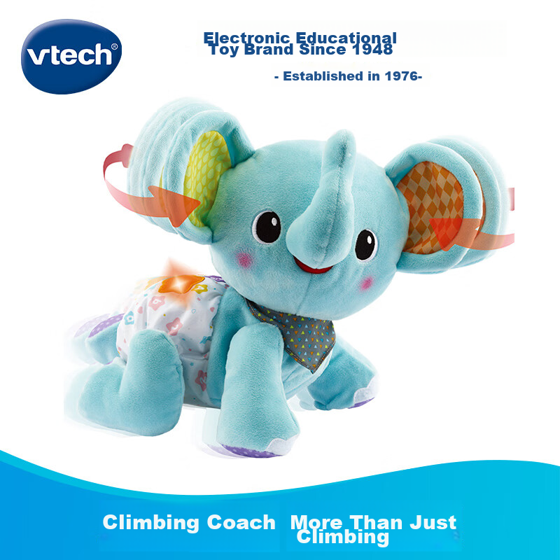VTech Baby Crawling Elephant Plush Toy, Infant Fitness Crawling Toy, Children's Birthday Gift for Boys And Girls, Newborn Present