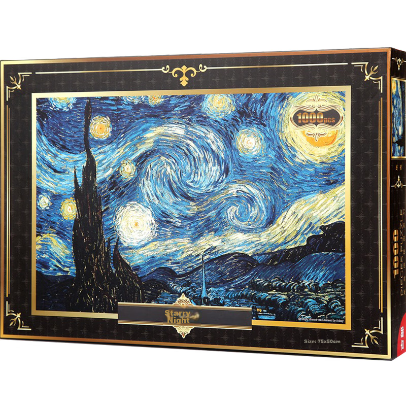 Gubu Adult Puzzle 1000 Pieces, Starry Night Van Gogh Adult High-Difficulty Puzzle, Random Packaging, Goddess Day Gift