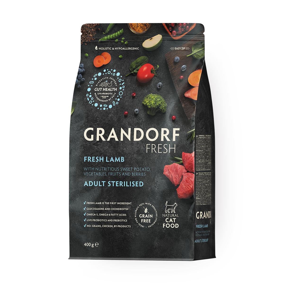 Сухой корм для стерилизованных кошек Grandorf ягнёнок с бататом