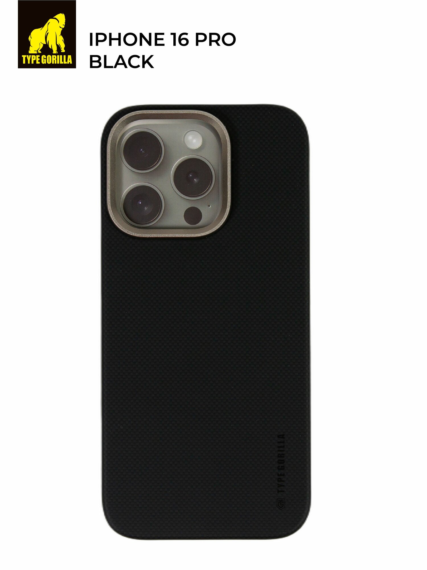 Черный чехол из 600D Air Aramid Fiber для iPhone 16 Pro Max с MagSafe Blueo Type Gorilla
