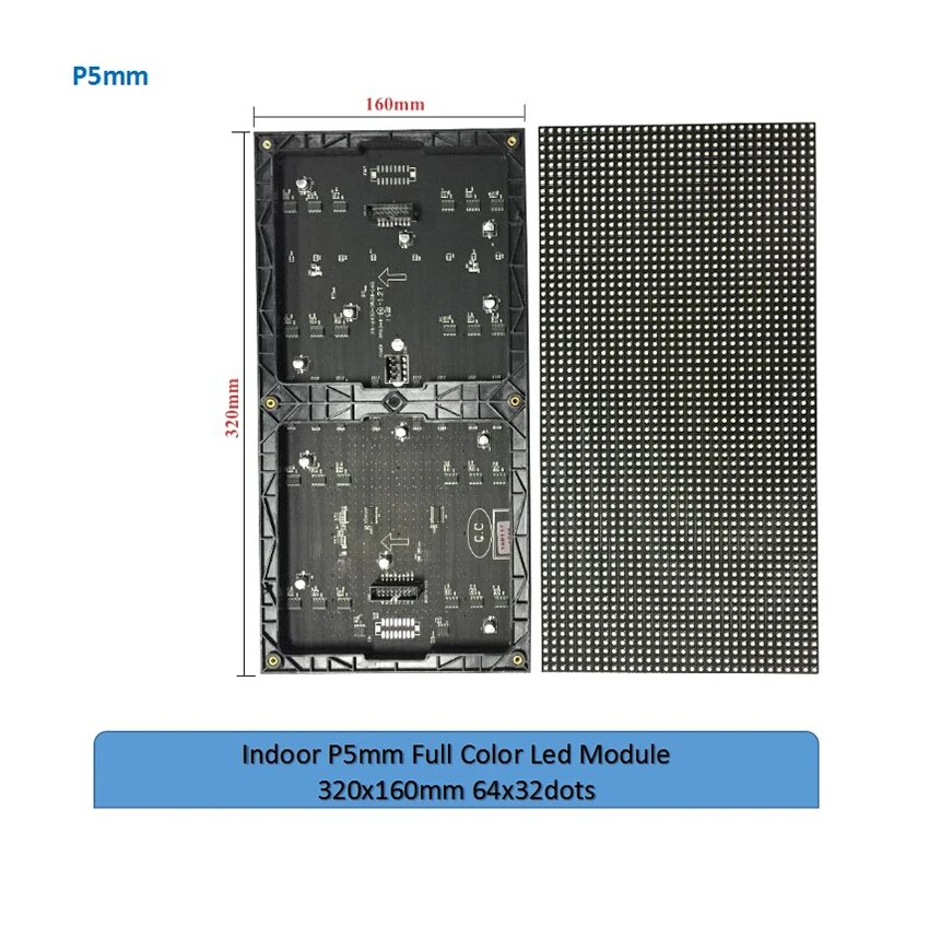 P5 светодиодный модуль экрана дисплея комнатный полноцветный RGB 3 в 1 SMD2121 1/16S сканер 320x160 мм 64x32 пикселей фиксированная матрица знак дисплей