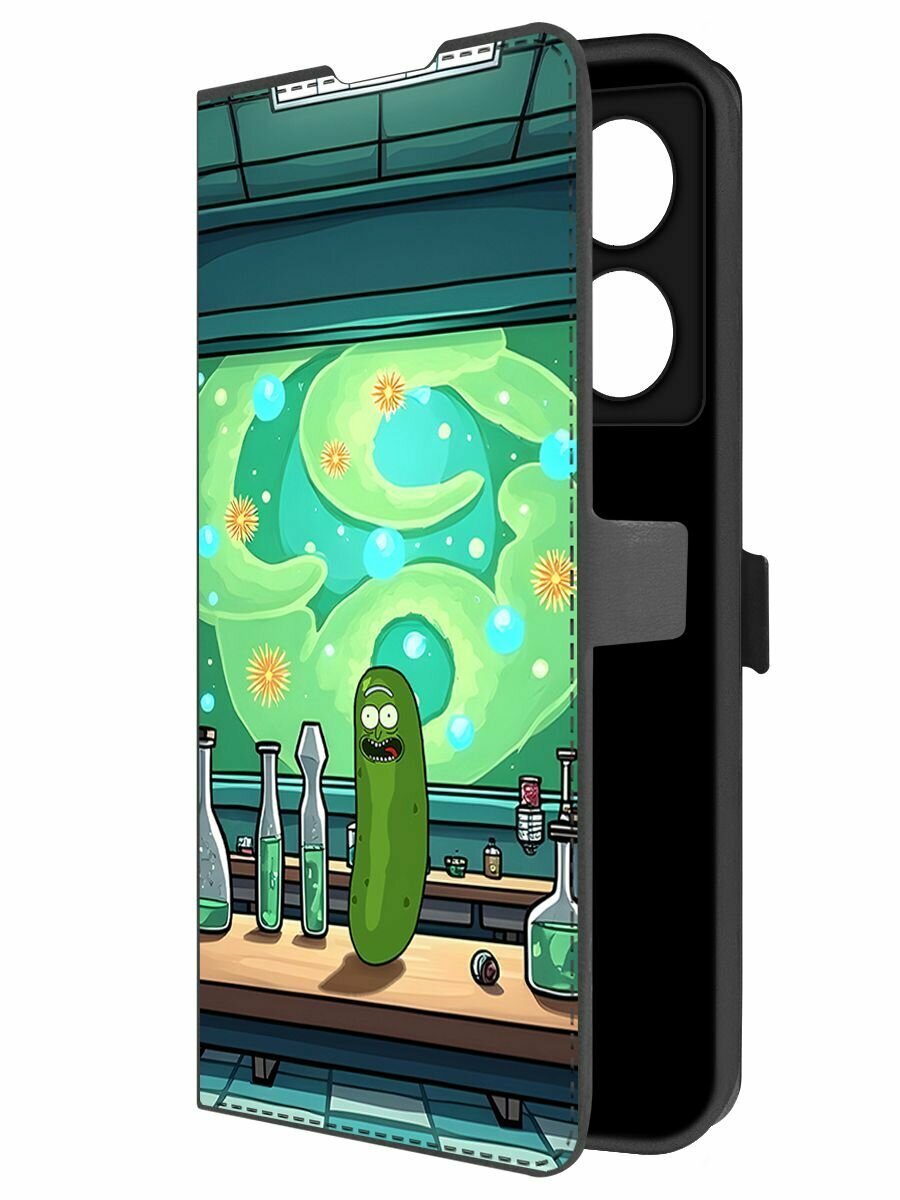 Чехол-книжка Krutoff Eco Book для INFINIX Note 40 Pro 5G Огурчик Рик (черный)
