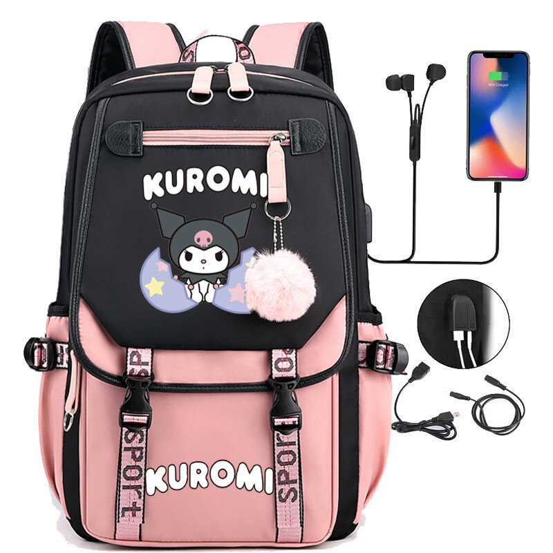 Рюкзак Hello Kitty, для девочки, с USB-портом, нейлон, 46х29х16 см