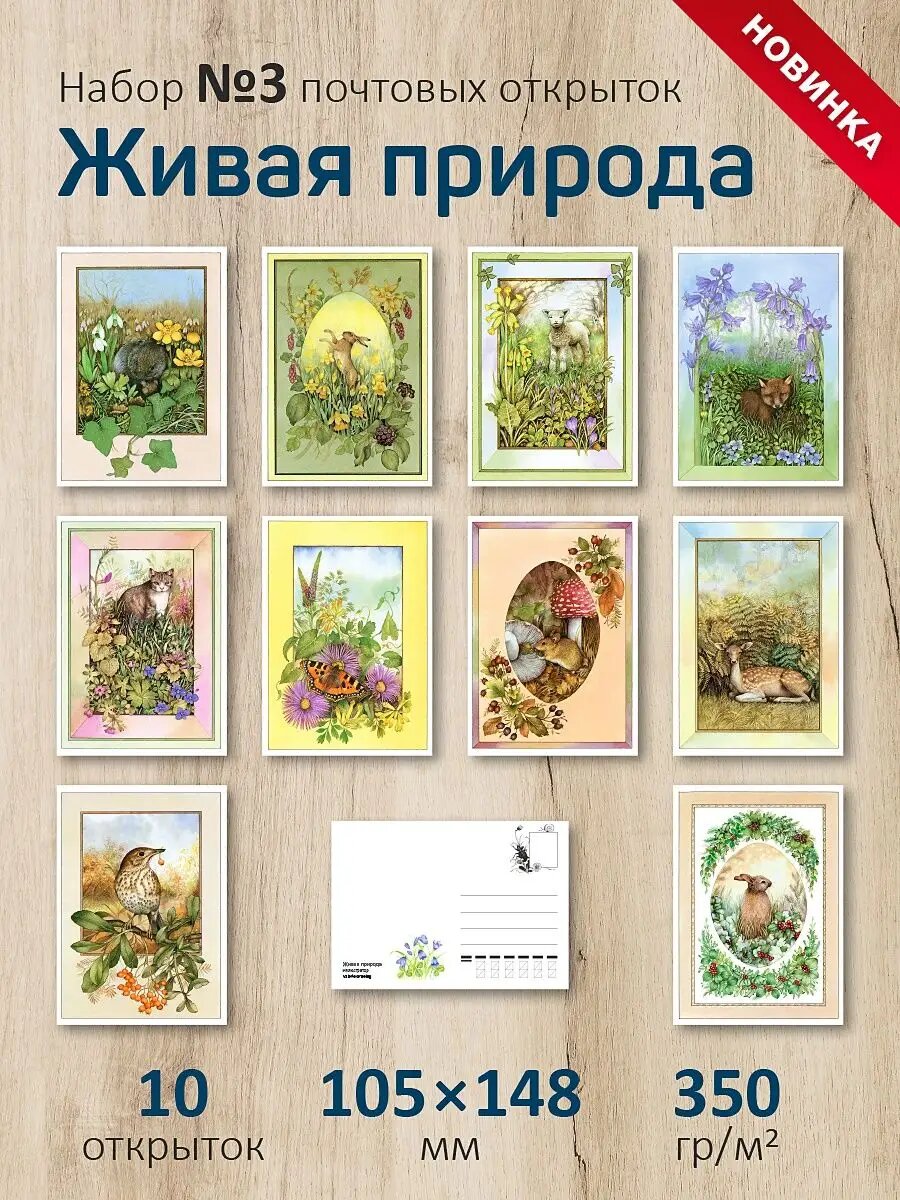 Набор 10 почтовых открыток для посткроссинга "Живая природа" №3