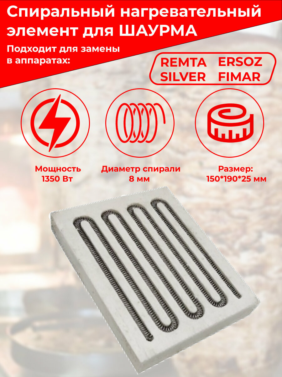 Спиральный нагревательный элемент 1350Вт для шаурма (RT)
