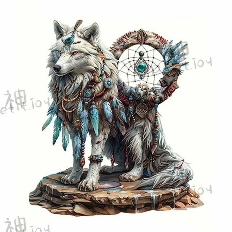 Украшение домашнего стола: белый волк и ловец снов, акриловое украшение высотой 25 см 2D