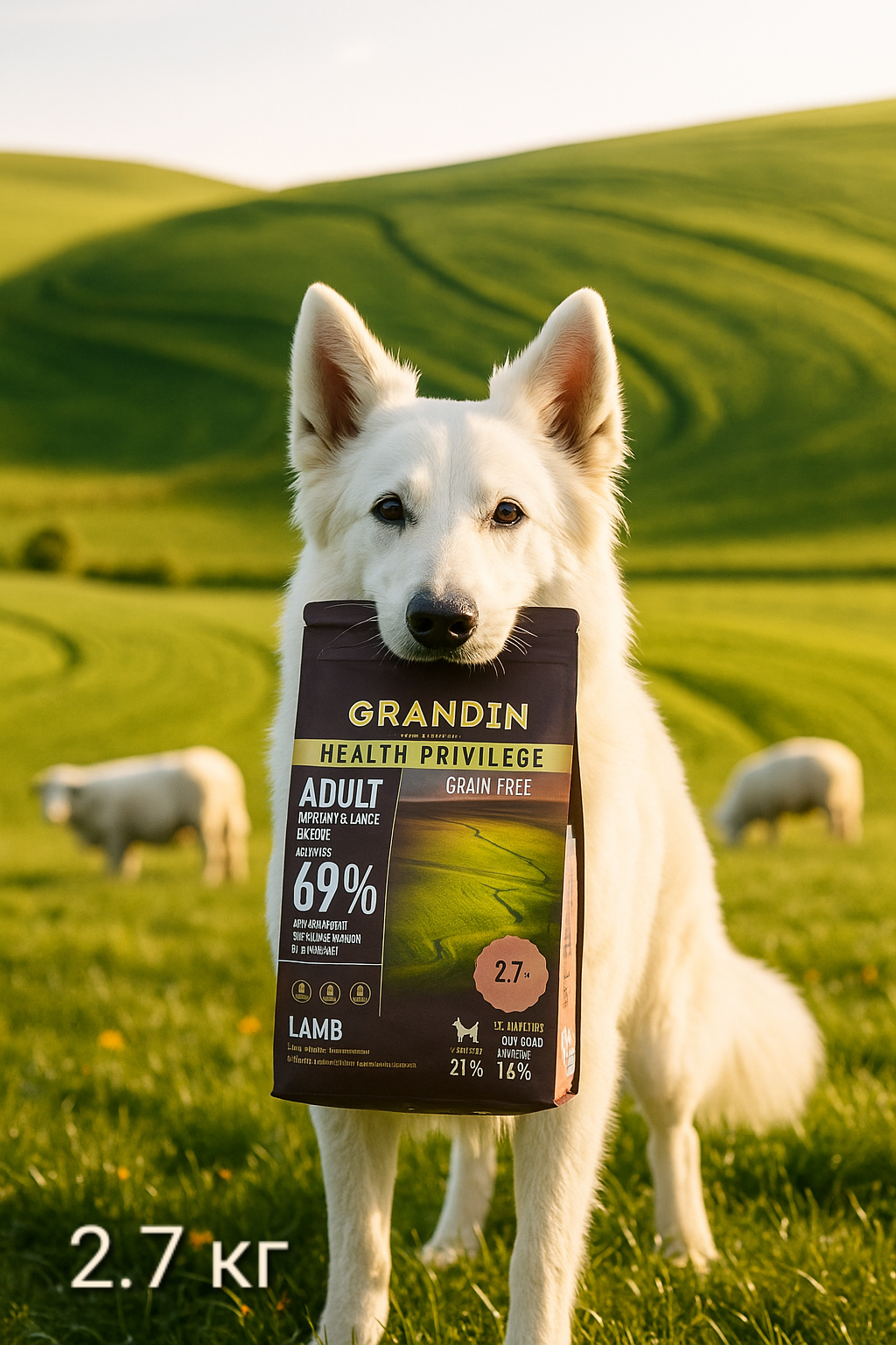 Сухой корм Grandin Adult Medium Large Holistic, для собак, ягненок, 2.7 кг