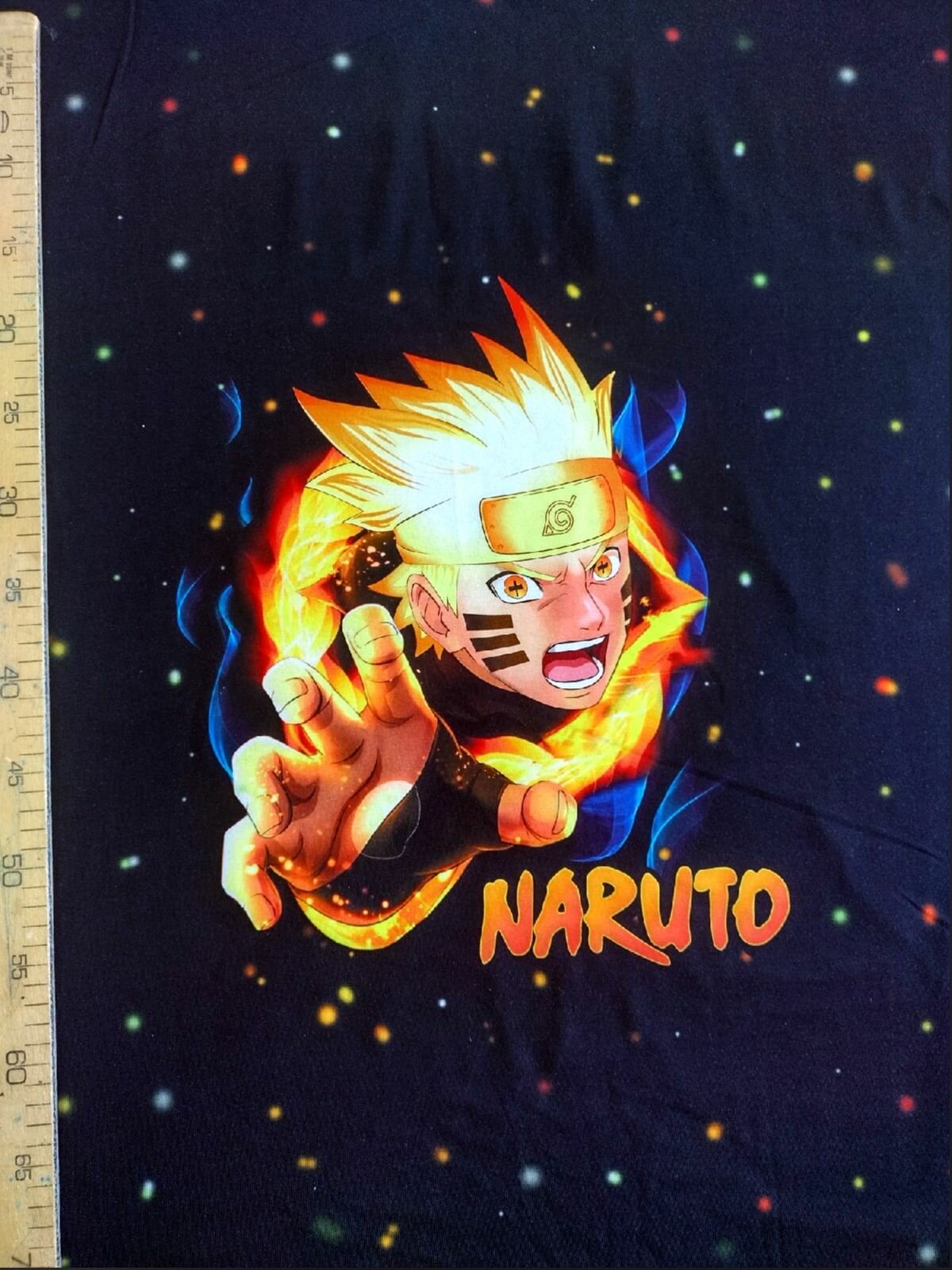 Трикотаж кулирка с лайкрой купон "Наруто", ткань для шитья, высота купона 65 см, ширина 180 см