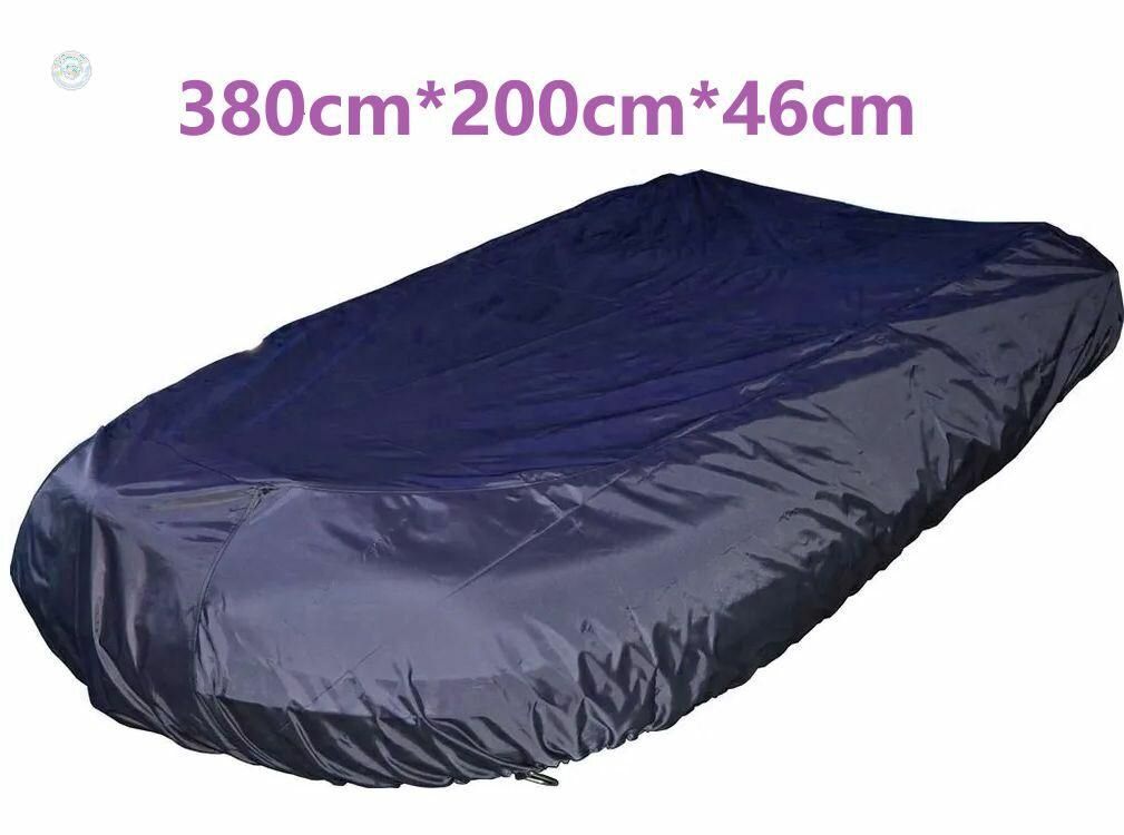 Тент для лодки ПВХ 380x200 см, непромокаемый чехол из ткани оксфорд 210D, защита от грязи и осадков, резиновый трос по периметру