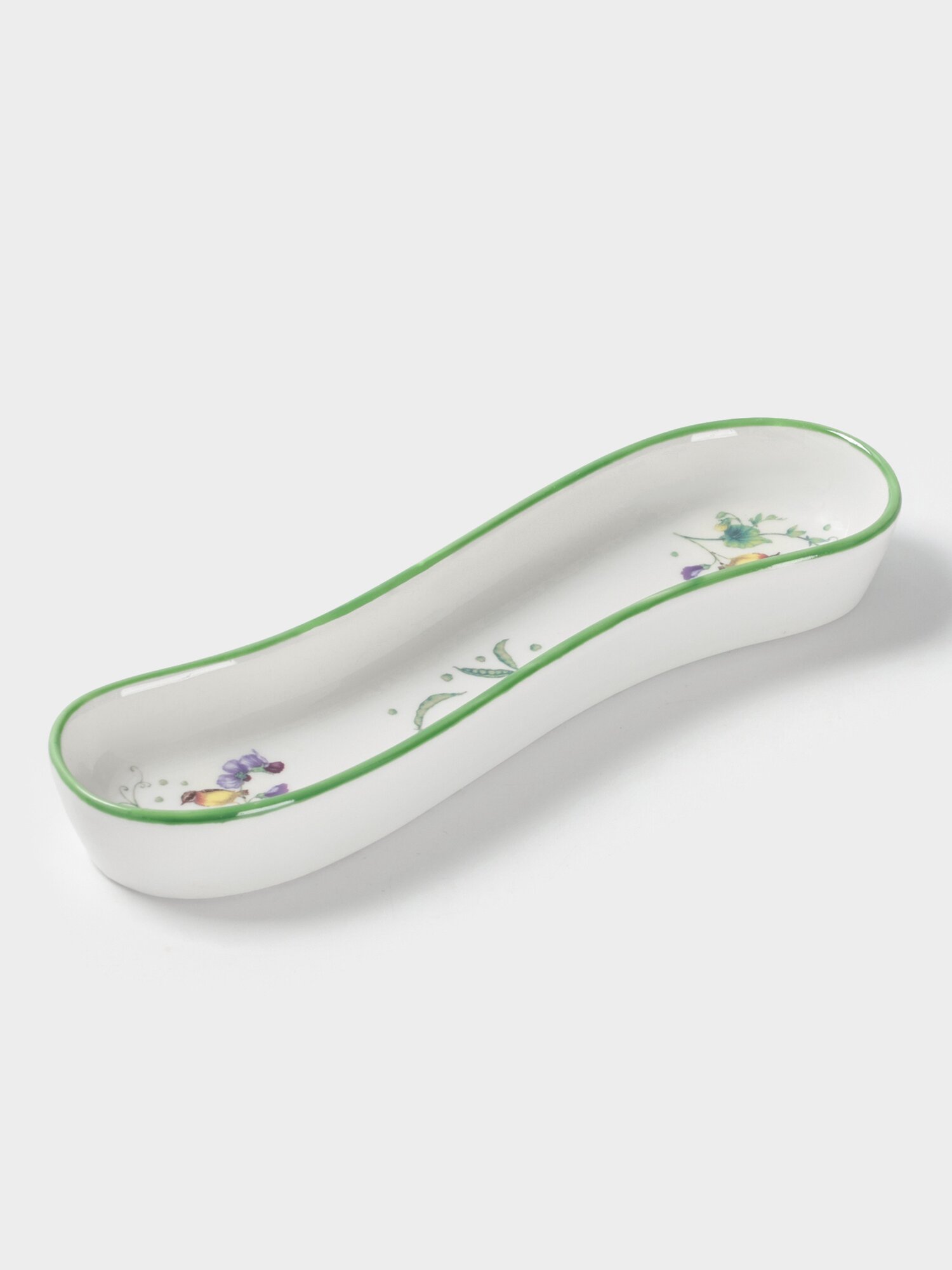 Блюдо для оливок/солений Доляна «Зелёный сад», 20×5×3.5 см, фарфор, белое