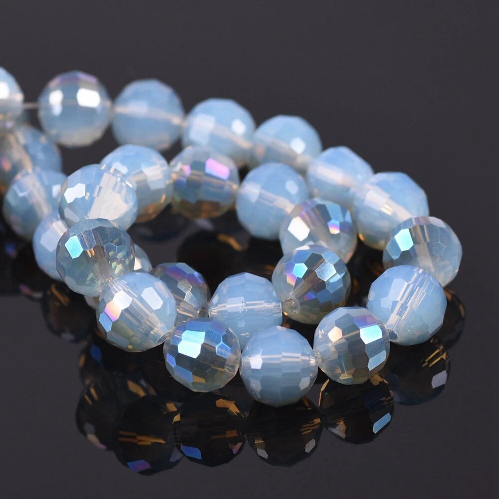 Стеклянные бусины 12 мм, Opal Blue, 10 шт.