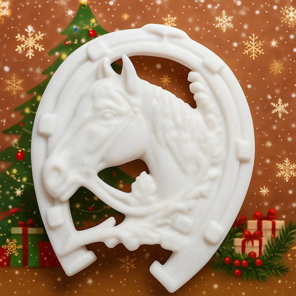 Подкова с лошадью. Сувенир 2026 на новый год, рождество. Для DIY раскраски. Украшение, декор.