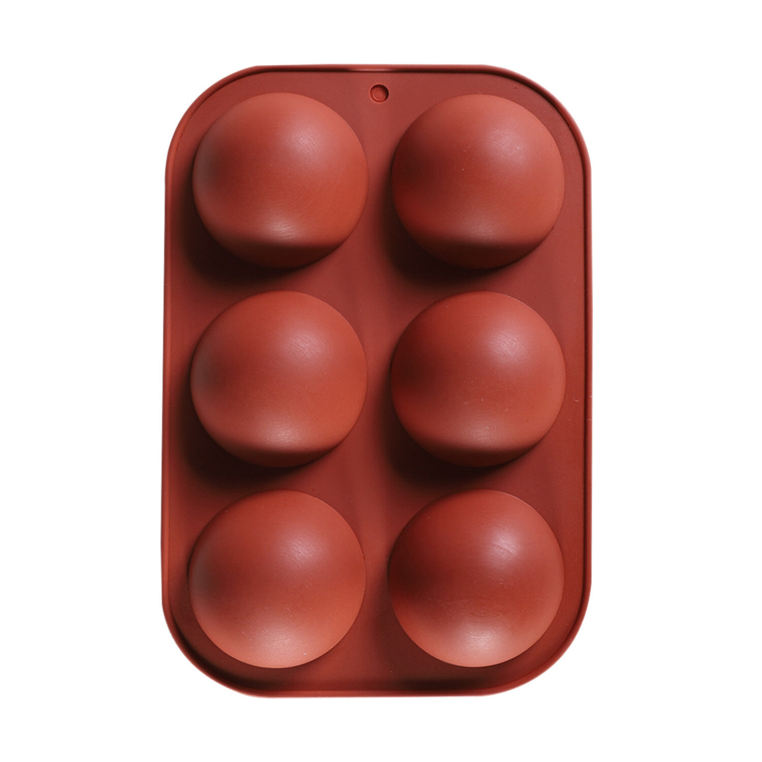 1PCS Форма для выпечки силиконовая полуша сферическая 6 отверстий круглая форма антиприhesive для шоколадного торта желе купола мусса пудинга размер 19.5*13.2см диаметр полуша сферы 5.2см цвет коричневый температура -40℃~230℃