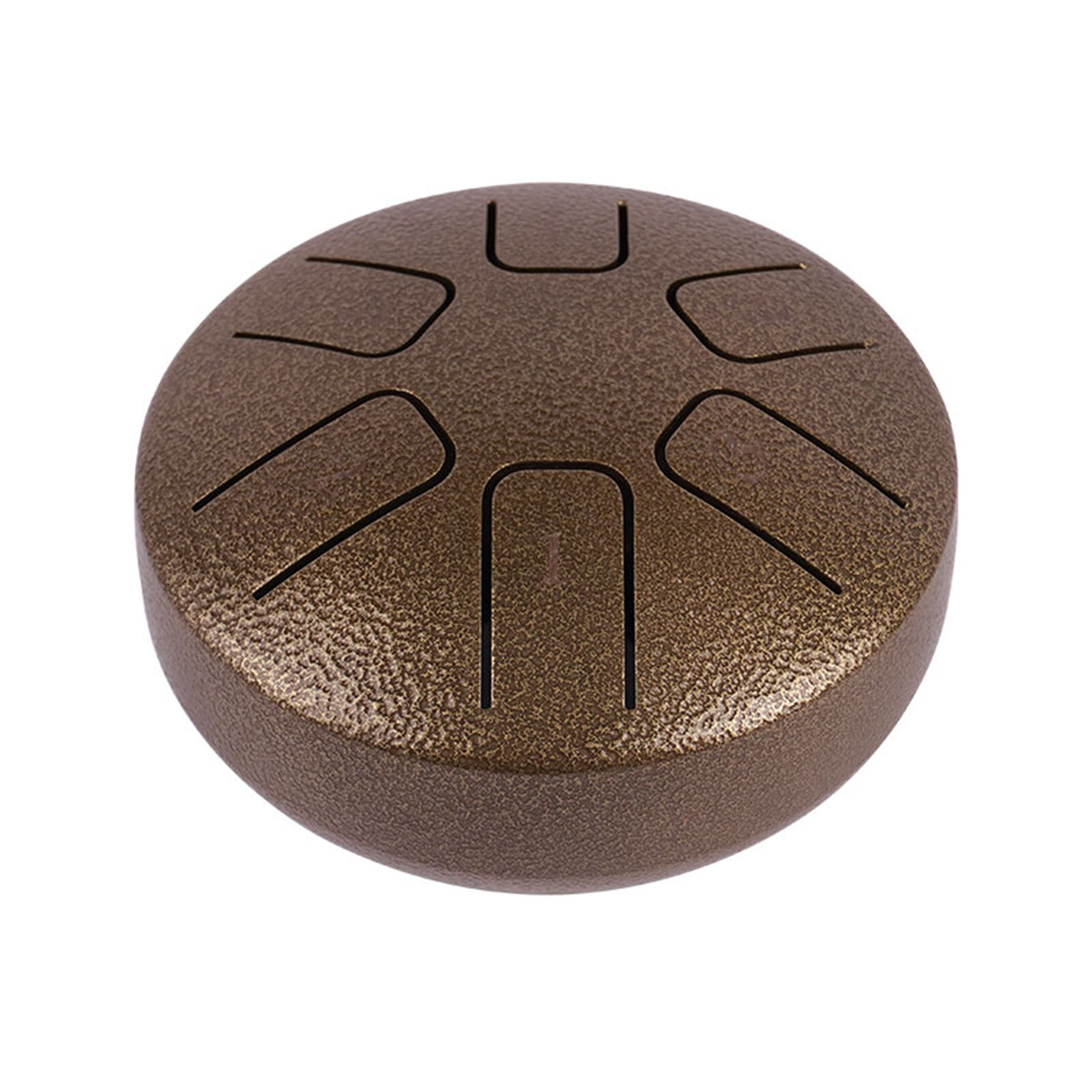 6 Notes 3.8-inch Mini Steel Tongue Drum Hand Pan Drum Zen Drum Percussion Instrument с палочками для начинающих музыкального образования концерта терапии ума йоги медитации, Цвет: Серый / Коричневый / Зеленый (Выбор), Материал: Углеродистая сталь, Размер