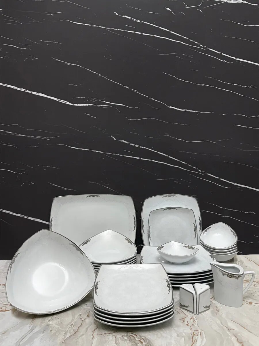 Сервиз столовый PARDIS CHINI "Nabad", фарфор, 30 предметов, белый, светло-золотистый