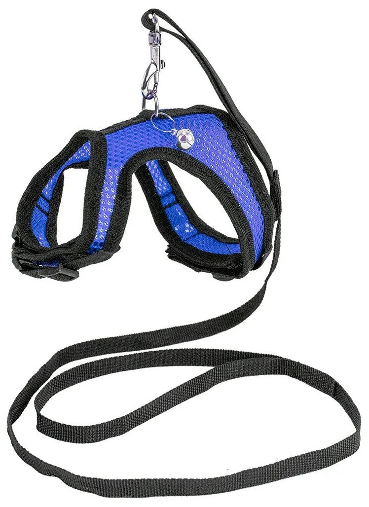 Шлейка-поводок Дарэлл-Аэро, текстиль, синий, регулируемая, 3D-сетка, для кошек и собак