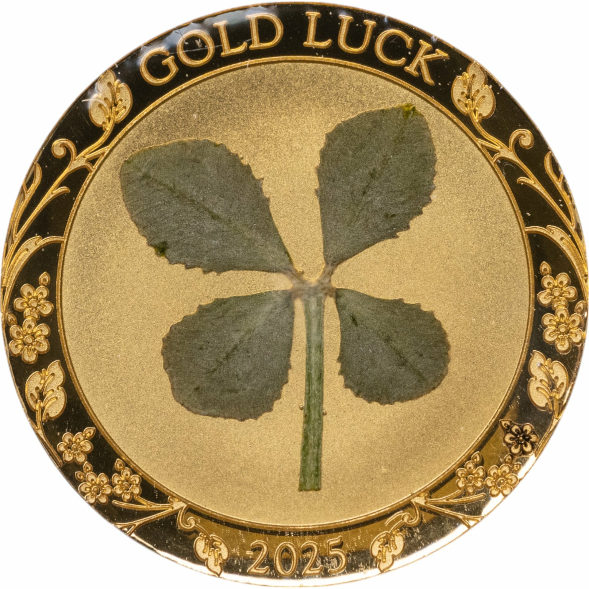 Палау 1 доллар 2025 "Клевер на удачу", с сертификатом, Золото 999, в сохранности Proof