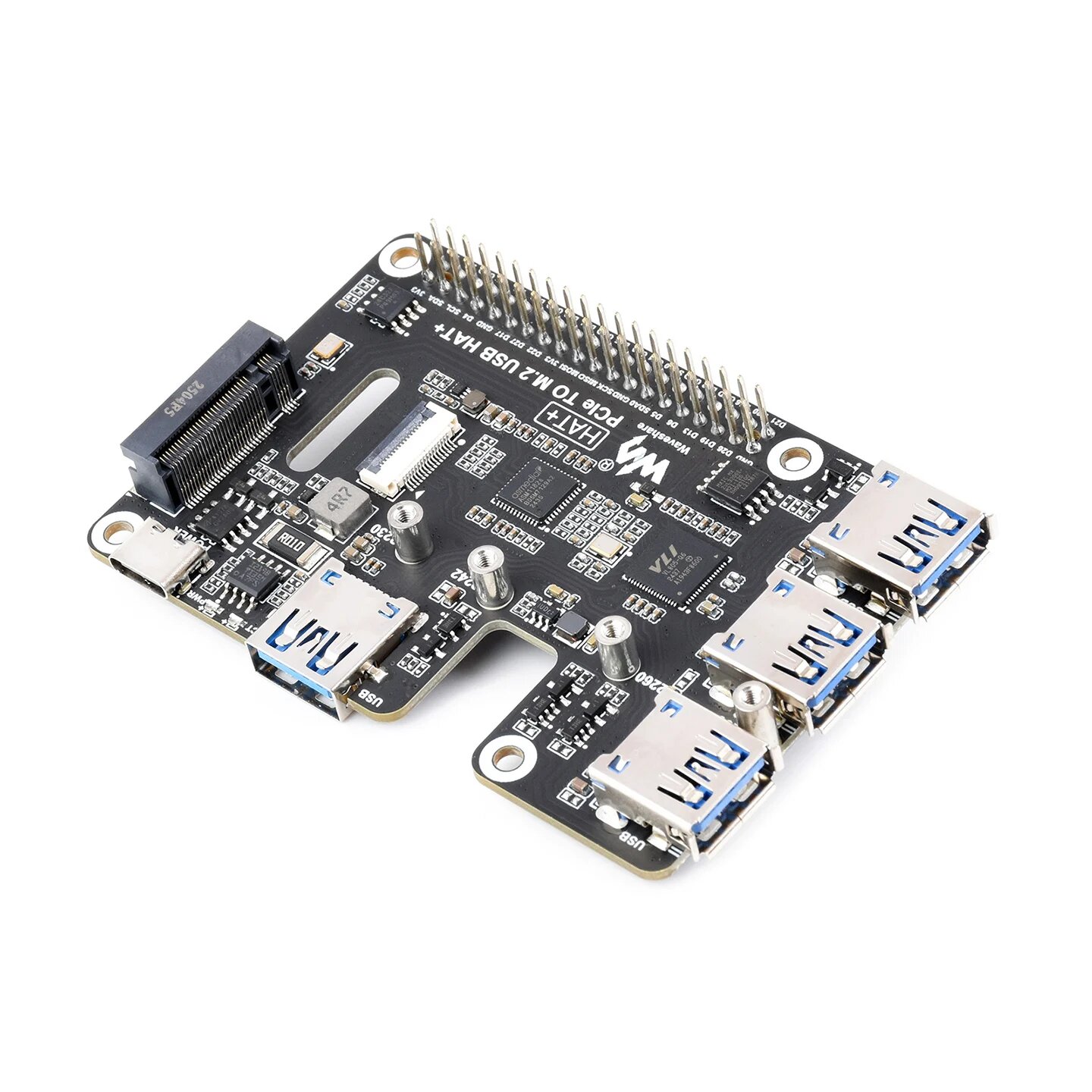 Waveshare PCIe TO M.2 USB HAT+ для Raspberry Pi 5 — фото 1