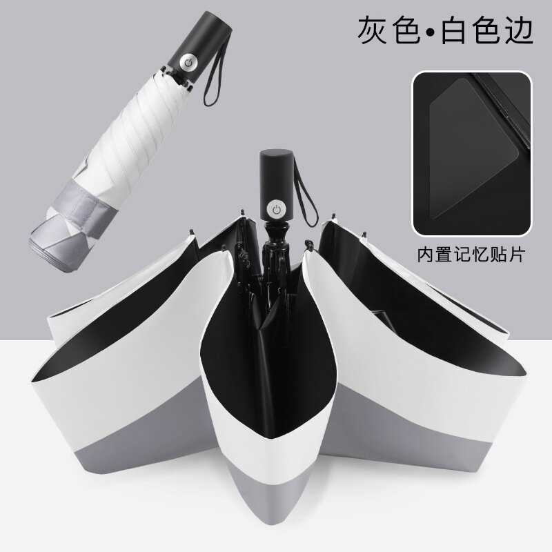 Ультралегкий складной зонт с эффектом памяти, легко закрывающийся, автоматический зонт с защитой от УФ-излучения, черное покрытие, солнцезащитный зонт