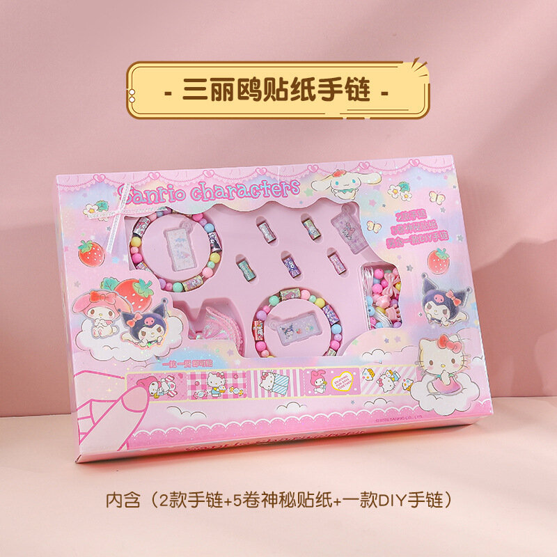 Комплект браслета с наклейками Sanrio, набор для творчества ювелирных изделий для девочек, подарок на день рождения