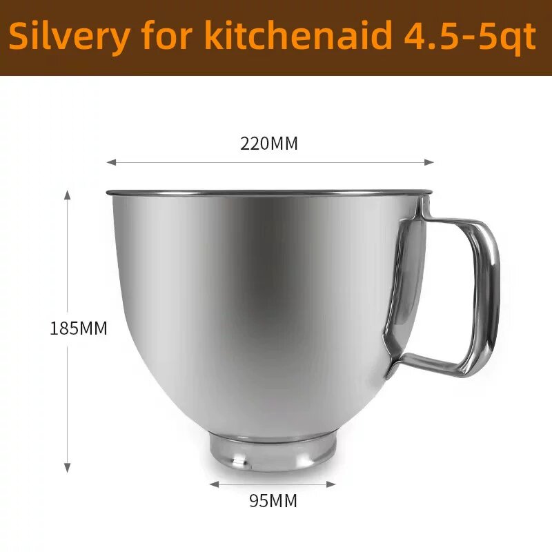 Миска для смешивания из нержавеющей стали для миксеров KitchenAid, совместимая с моделями 4.5/5/6/7 кварт, подходит для
