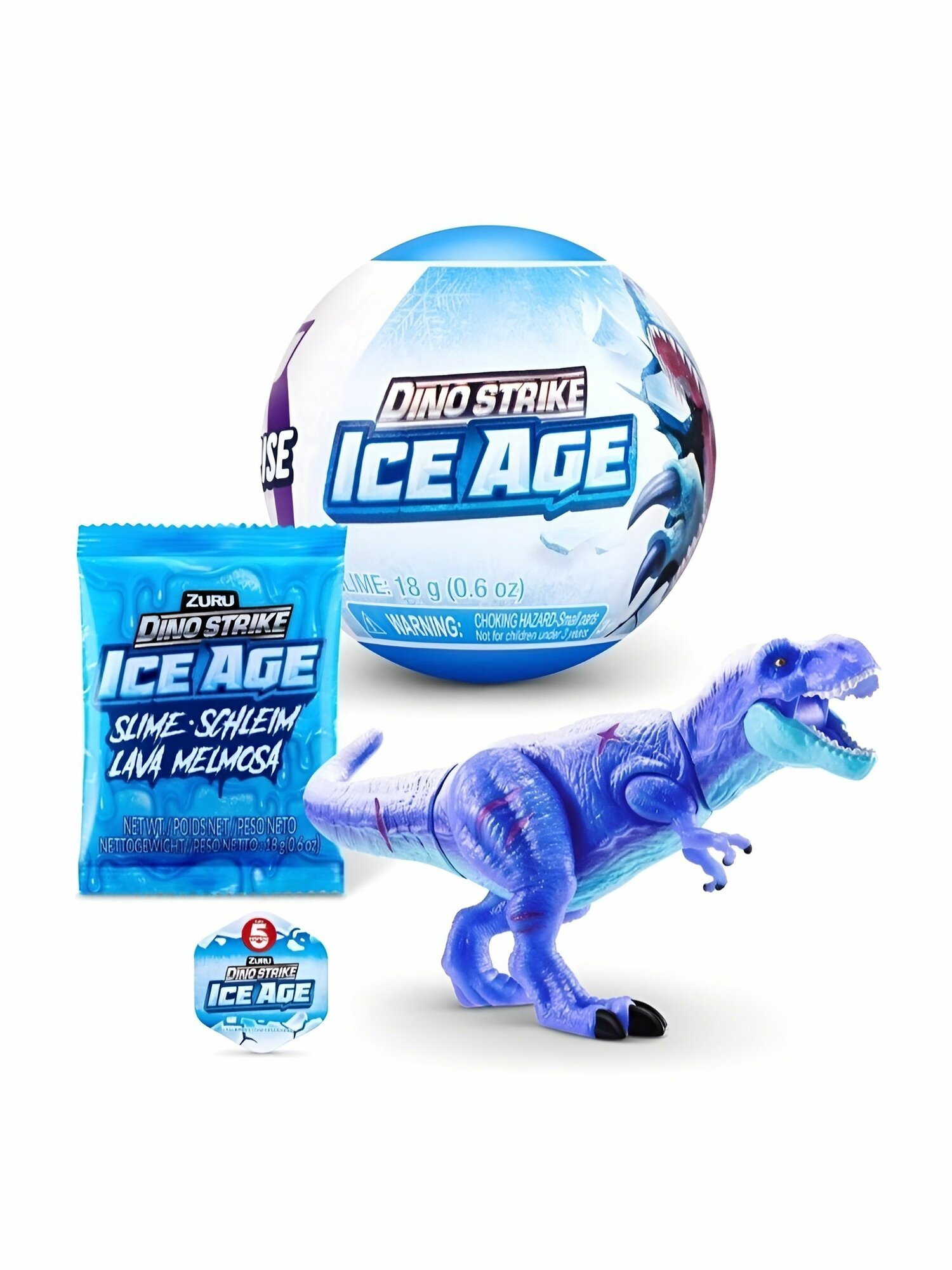 Игрушка ZURU "Ледяные динозавры", 7 готовых динозавров, 2 транспортных средства и слаймы