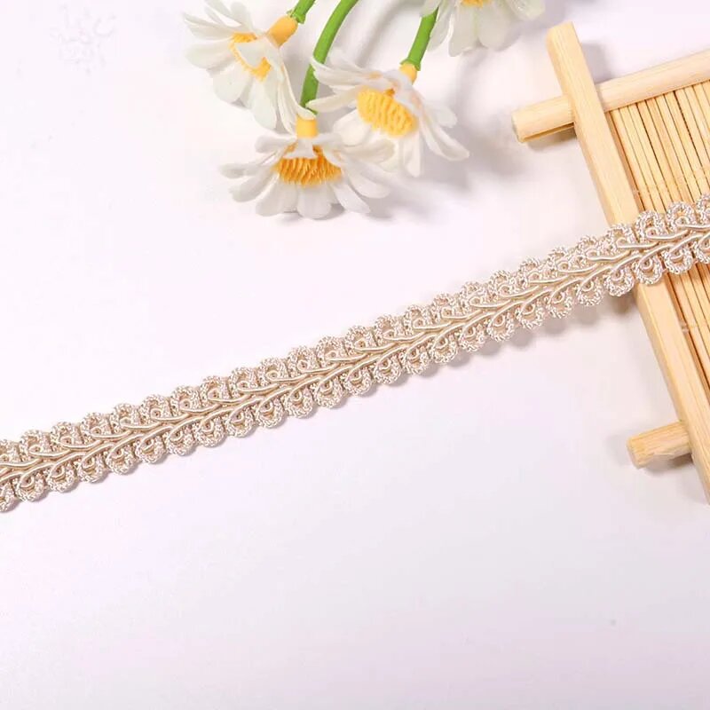Кружевная лента полиэстер 12 мм 2/4 ярда Бежевый, beige, 12mm 2yards