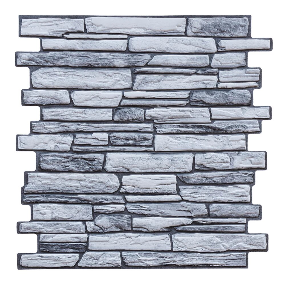 Панель самоклеящаяся ПВХ 475х475х3 мм Grace серый камень 0,23 кв. м Grace ТП10030316