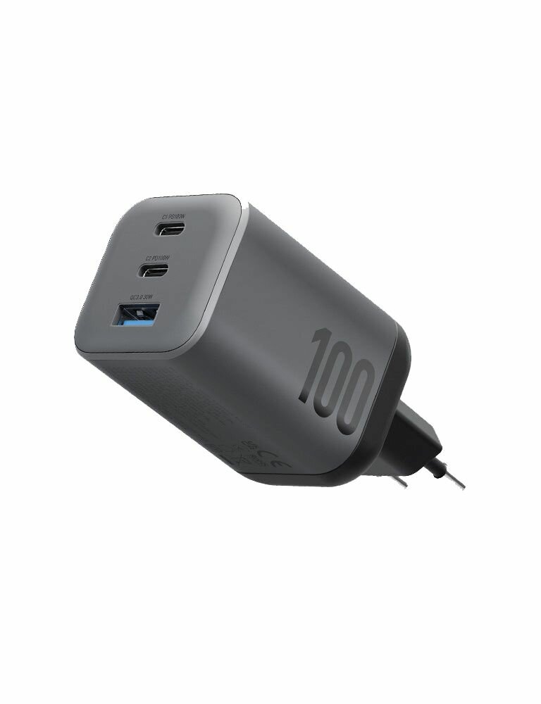 Сетевая зарядка EnergEA AmpCharge MINI 100 2C1A PD/PPS/QC3.0 100W - темно серый (Gunmetal)