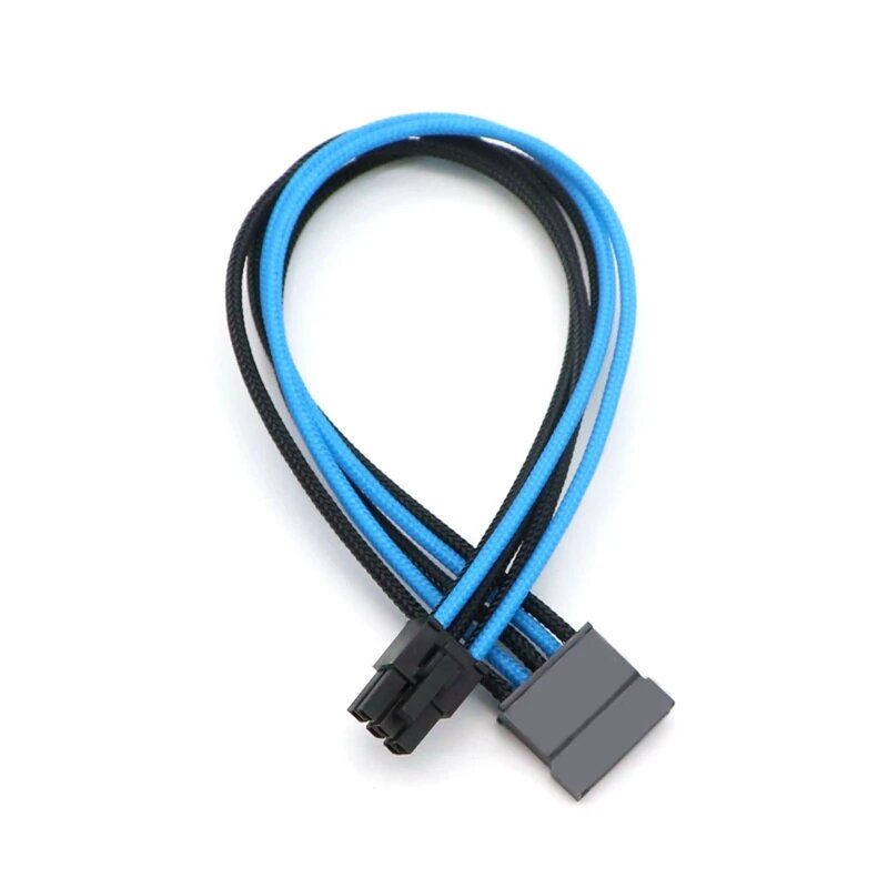 Кабель питания Unyisi 6Pin to Sata 15Pin 30cm, Black-Light Blue