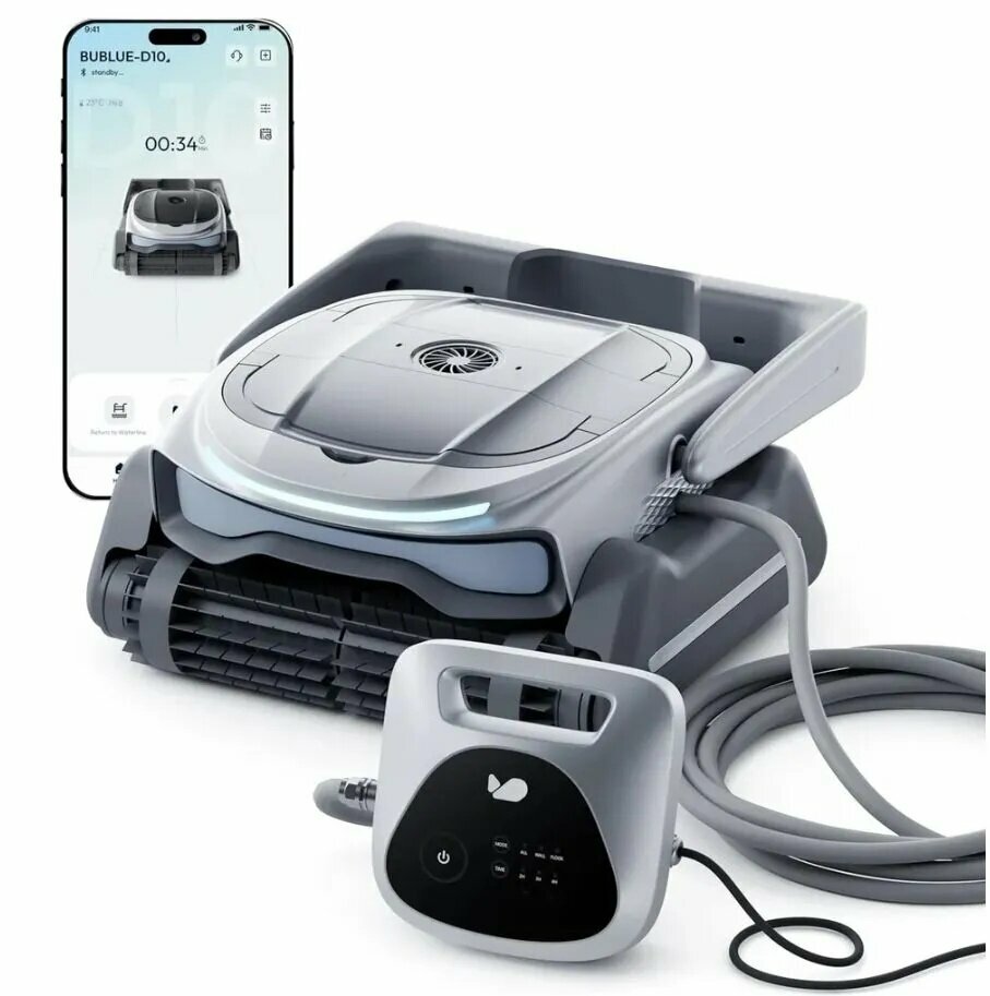 Робот-пылесос для бассейна Bubot 800P с превосходным всасыванием, интеллектуальной навигацией, APP-управлением, индивидуальным планированием, очисткой стенок и ватерлинии, технологией TangleEase